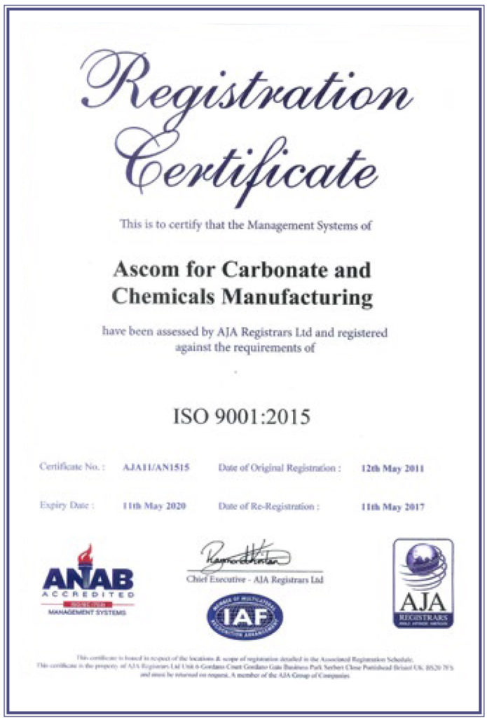 Product Quality Certification - ACCM